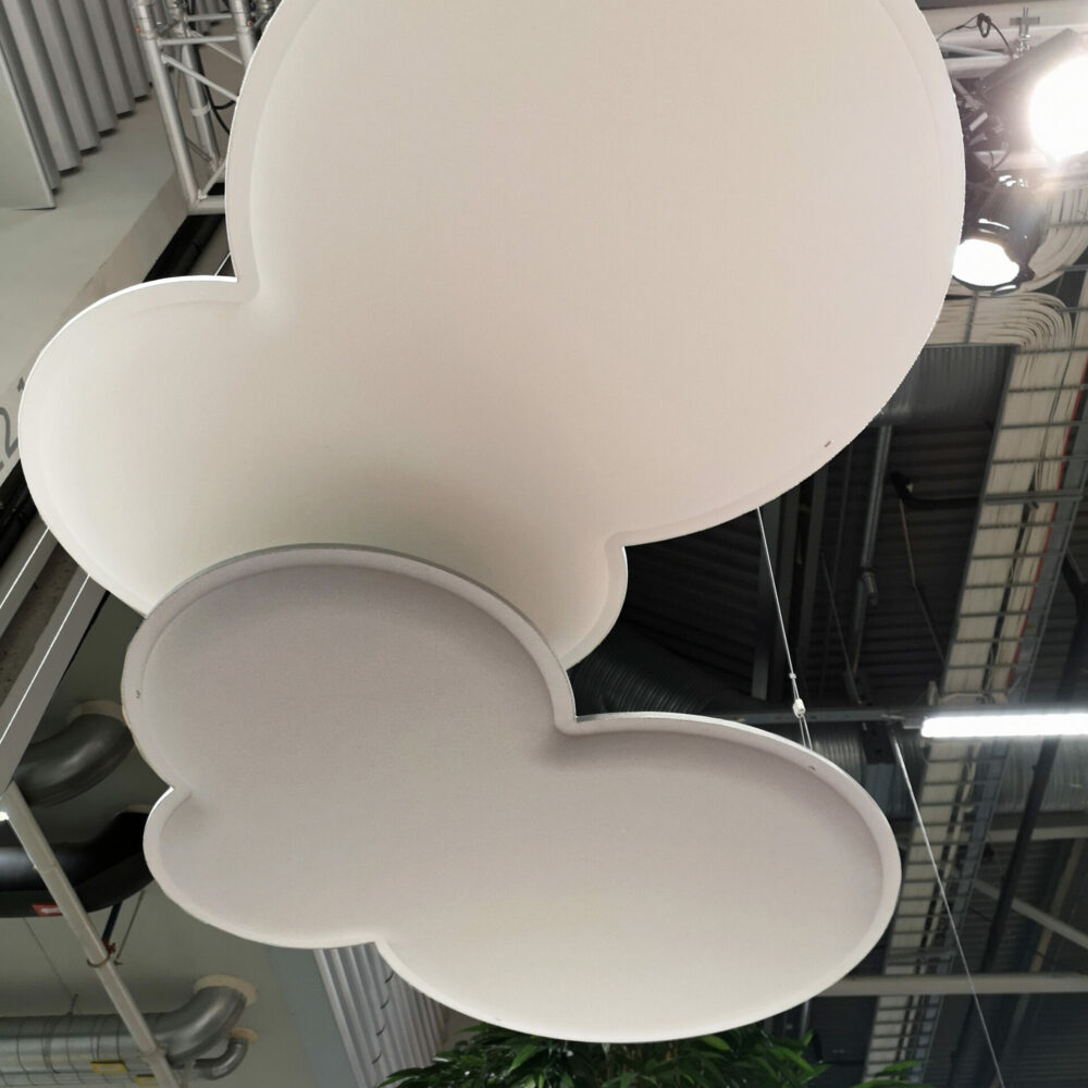 Acoustic cloud for through ceiling propagating noise - Yeseco Akustiikka